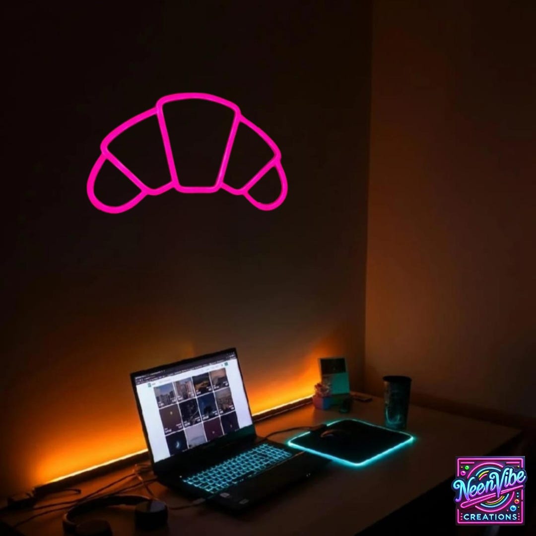 Croissant Neon Sign LED Bakery Light Dough Neon Sign for Baking Decor ...