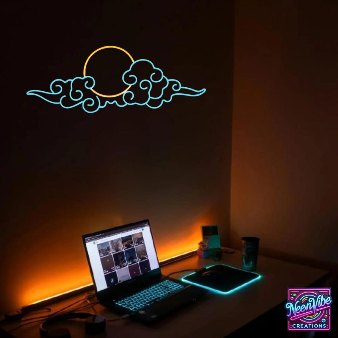 Anime Cloud Sunset Neon Sign LED Wall Art, Neon Anime Decor, Asian ...