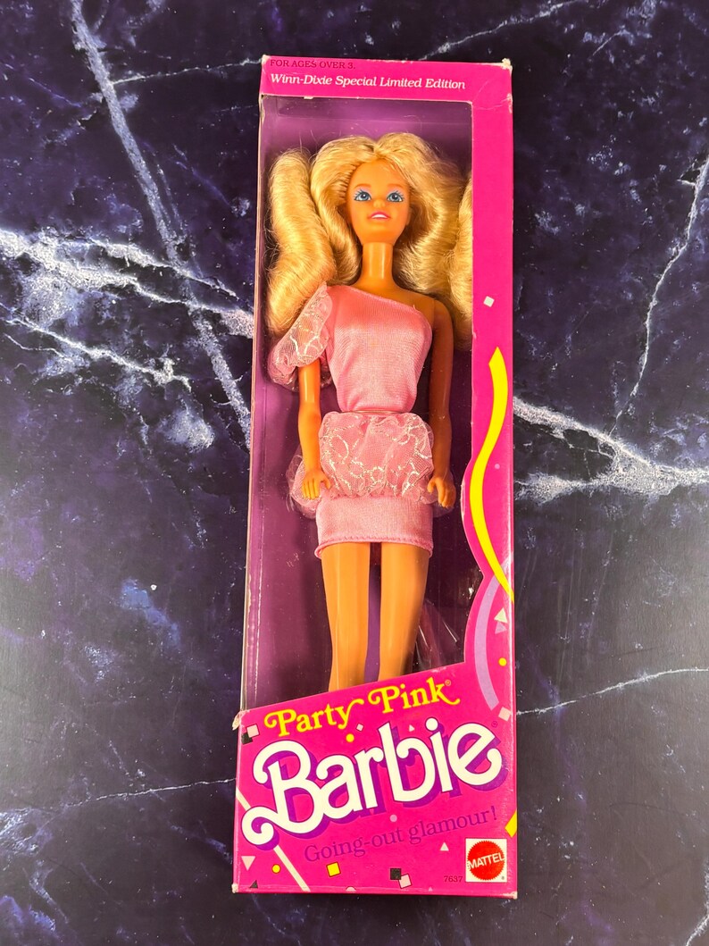 1989 Vintage Mattel Party Pink Barbie Winn-dixie Special #7637 Vintage ...