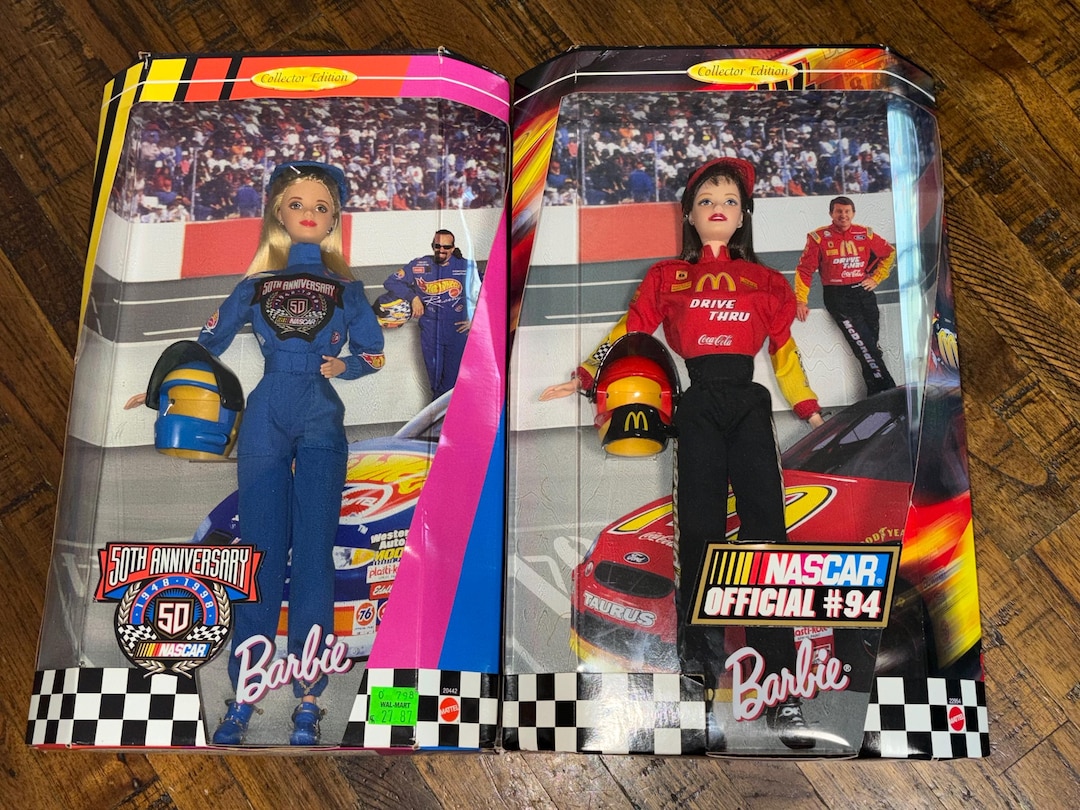 Lot of 2 NASCAR Barbie Dolls 50th Anniversary 20442 & Mcdonald’s 22954 ...