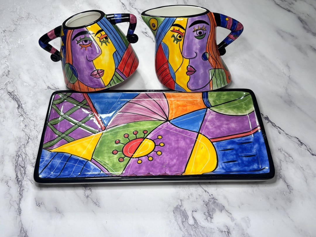 Muzeum Porcelain Set Hand Painted Pablo Picasso Inspired Abstract Art ...