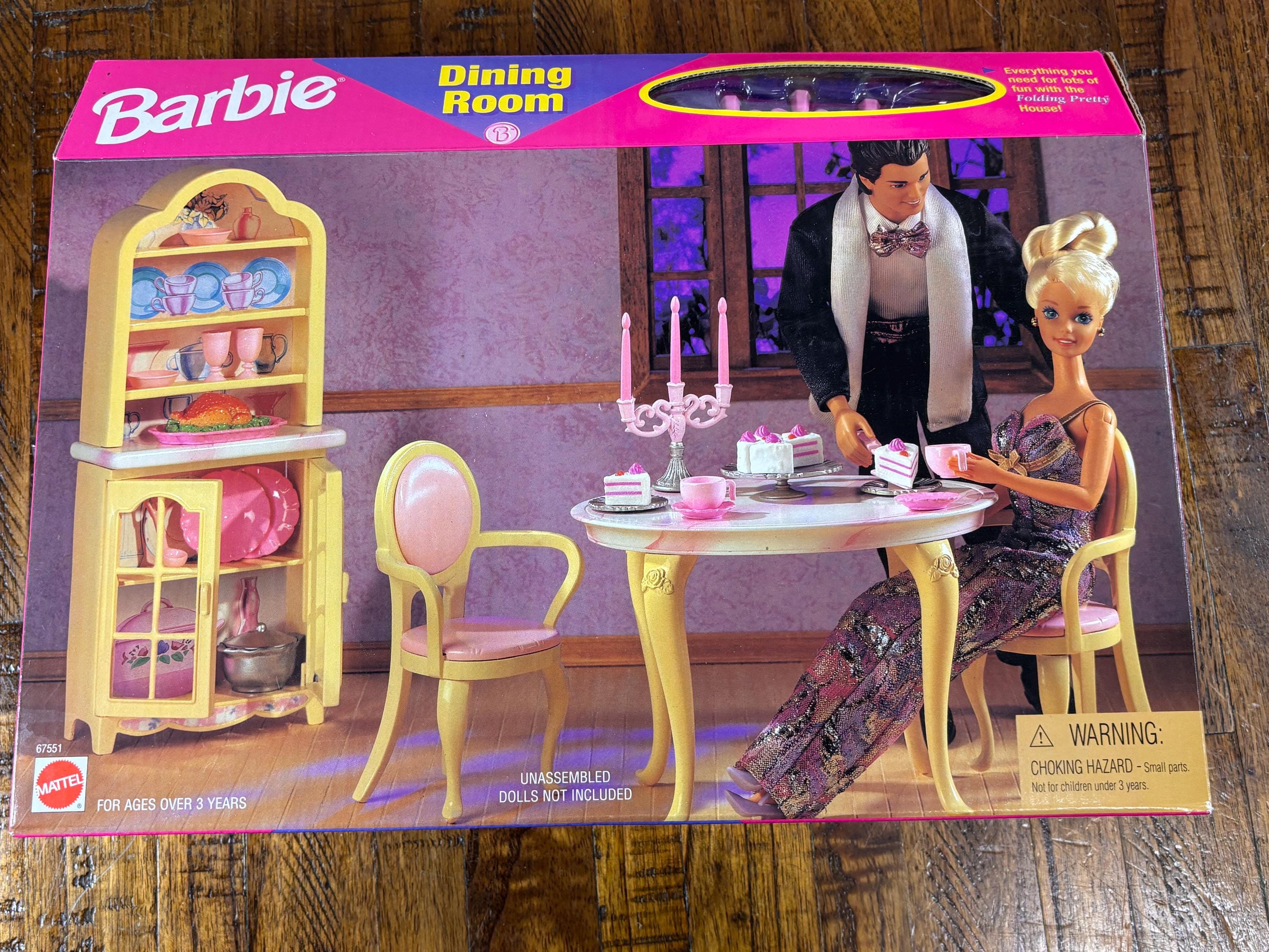 Barbie Dining Room Furniture Set 1996 Folding Pretty House NIB Sealed ...