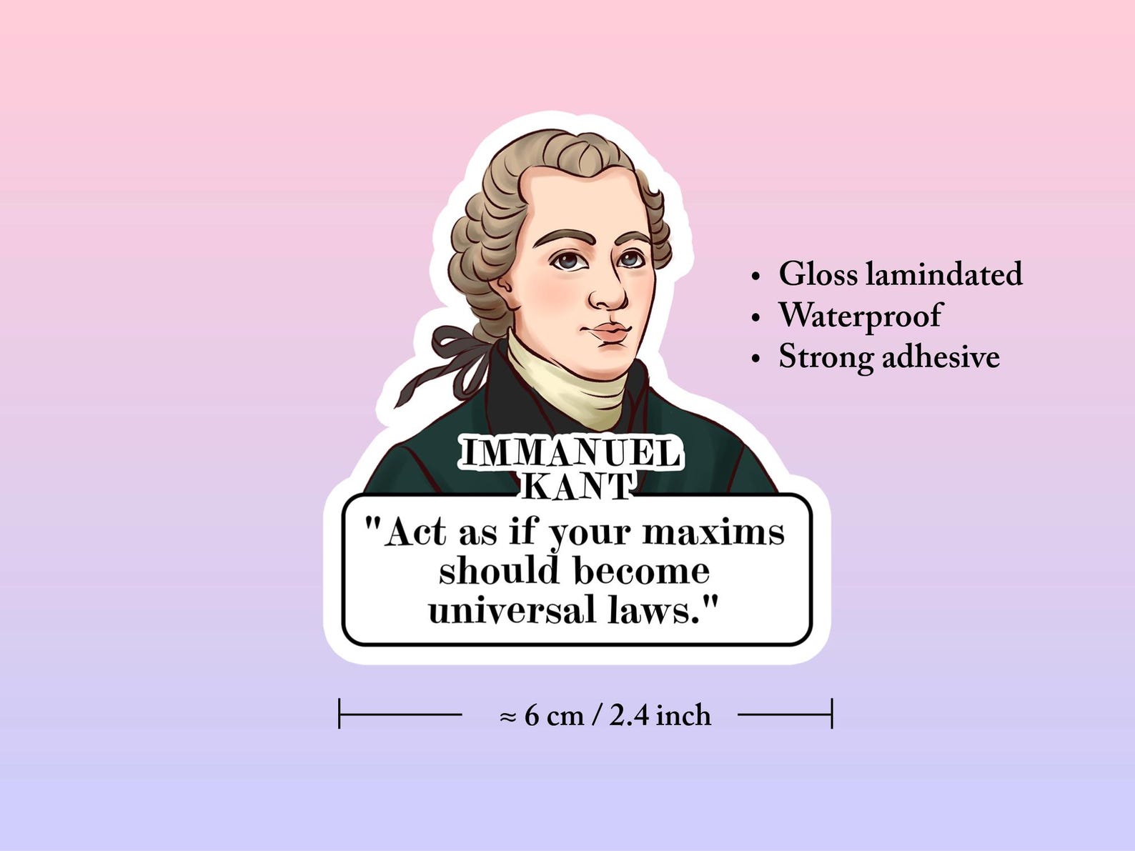 Waterproof Immanuel Kant Sticker, German Philosopher Sticker, Kantian ...