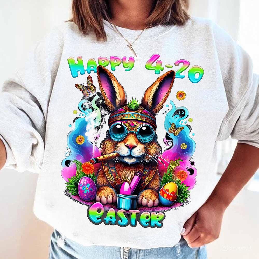 Happy 420 Easter Day Bunny Smoking Weed Marijuana Funny 420 Digital PNG ...