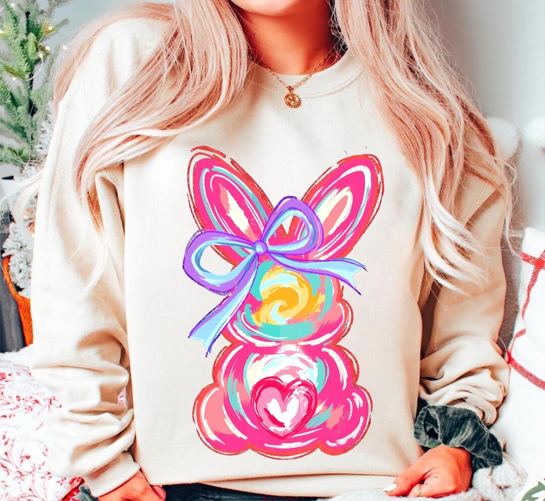 Brushstroke Bunny Easter Png, Bunny Coquette Bow Png, Pink Bunny Png ...