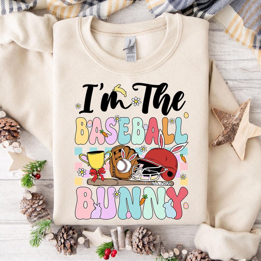 I'm the Baseball Bunny Easter Png, Bunny Coquette Bow Png, Pink Bunny ...
