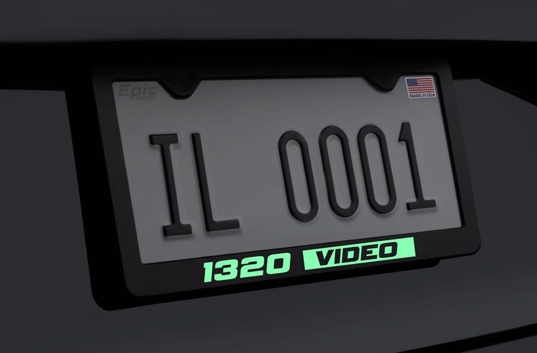 License Plate Frame - Black Metal "1320 Video" Glow in the Dark - Etsy