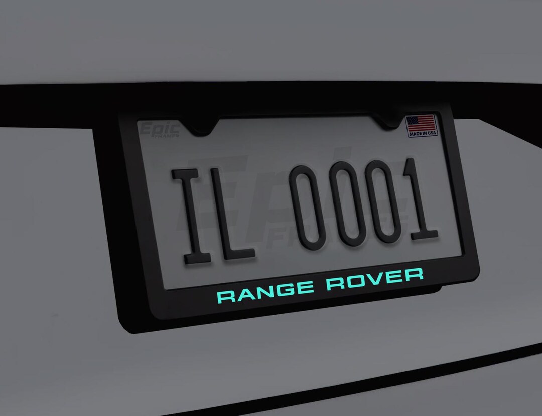 Glowing Range Rover License Plate Frame Premium Black Metal W/ Screws ...