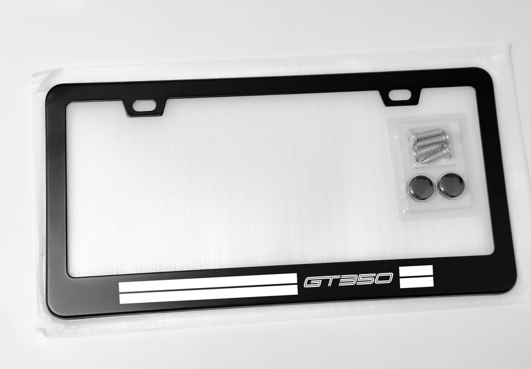 Shelby GT350 Style Stripes License Plate Frame | White | Racing ...