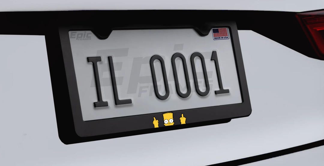 Bart Simpson Middle Finger Peeking License Plate Frame Black Metal the ...