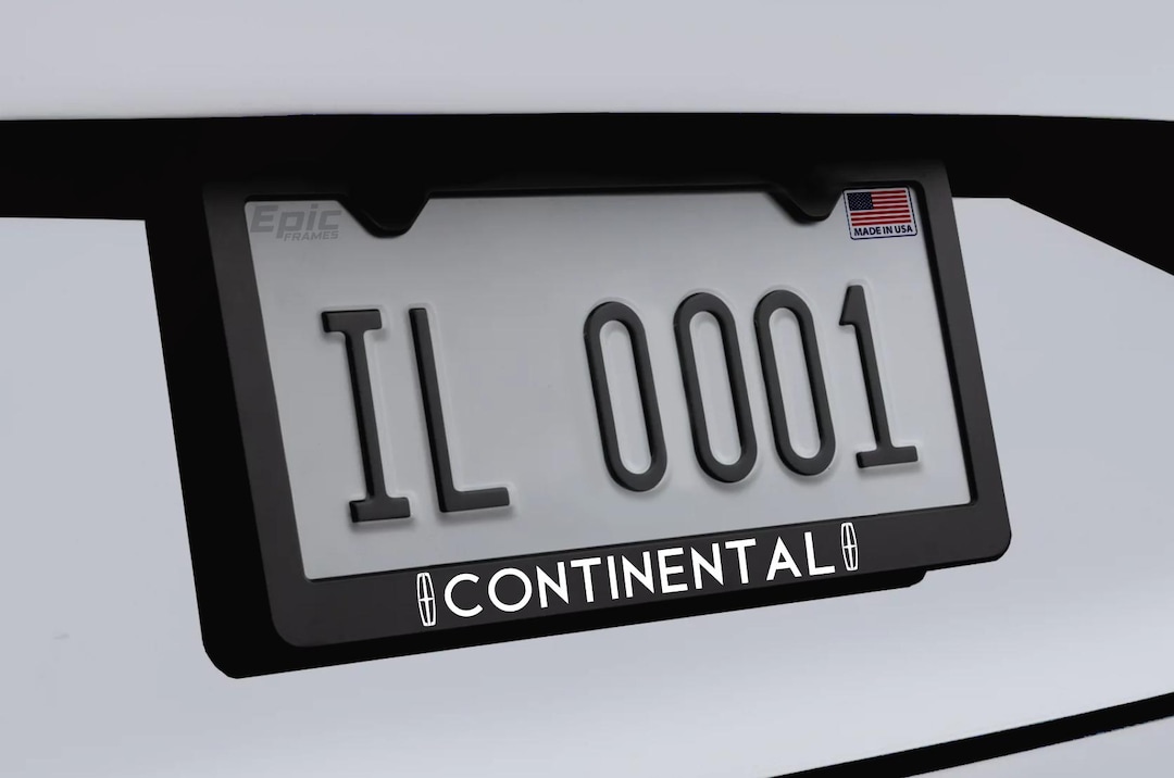 Lincoln Continental License Plate Frame Premium Black Metal W/ Screws ...