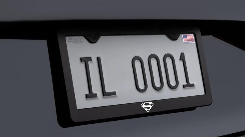 Reflective SUPERMAN Logo License Plate Frame Black Stainless Steel ...