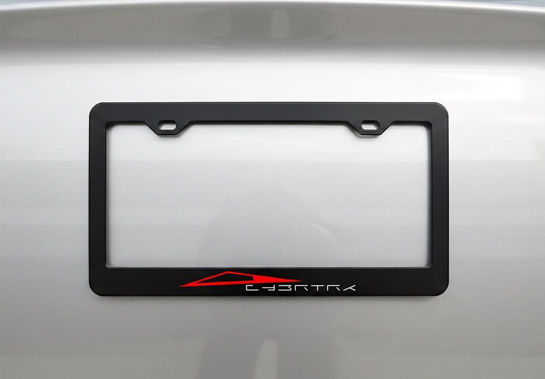 Cybertruck Red & White Silhouette Black Metal License Plate Frame ...
