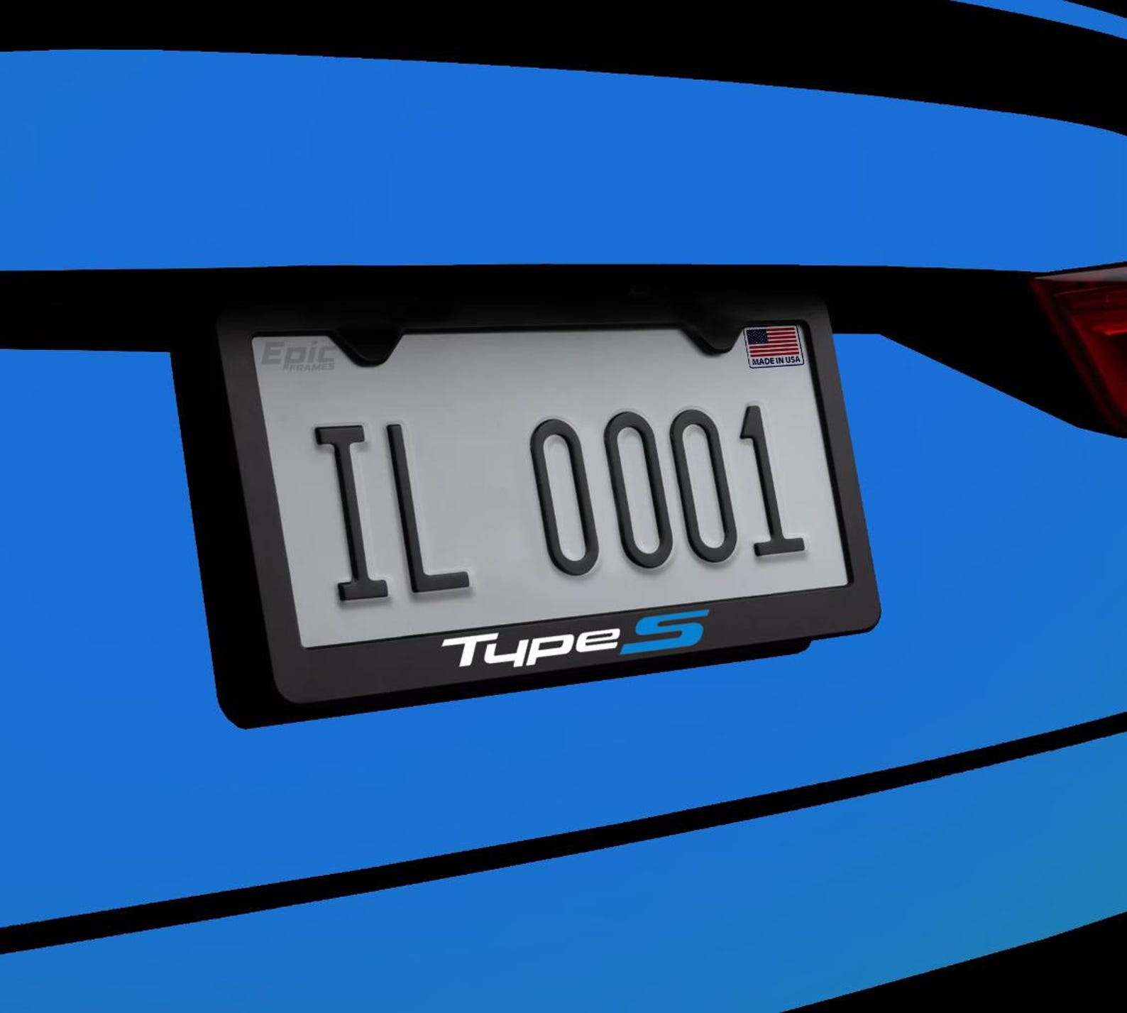 Acura Type S License Plate Frame | Blue | Sport Racing | Premium Black ...