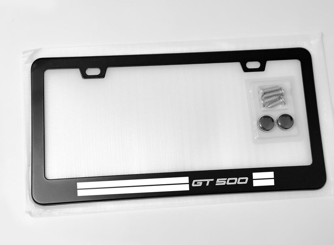 Shelby GT500 Style Stripes License Plate Frame | White | Racing ...