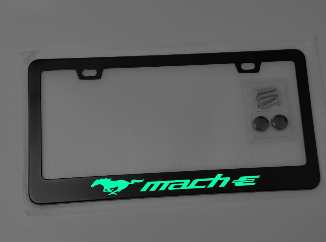 Glowing Mustang Mach E EV License Plate Frame Premium Black Metal - Etsy