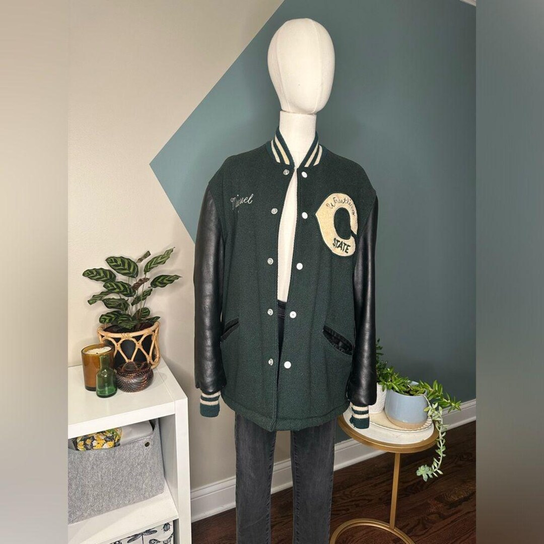 Vintage 60s Delong Letterman Varsity Jacket Wrestling State Chenille ...