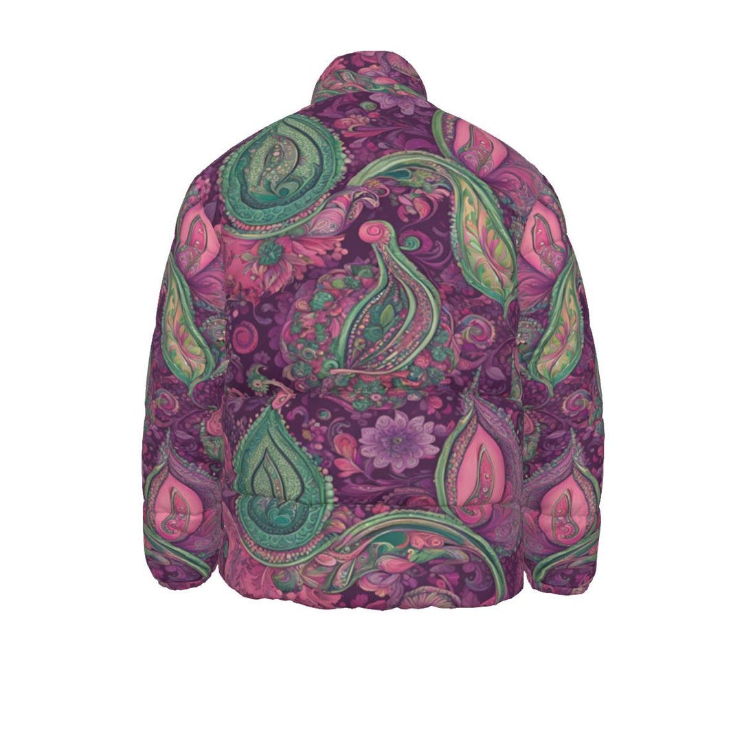 Down-filled Jacket With Paisley Pattern, Cozy Boho Puffer Coat, Pink ...