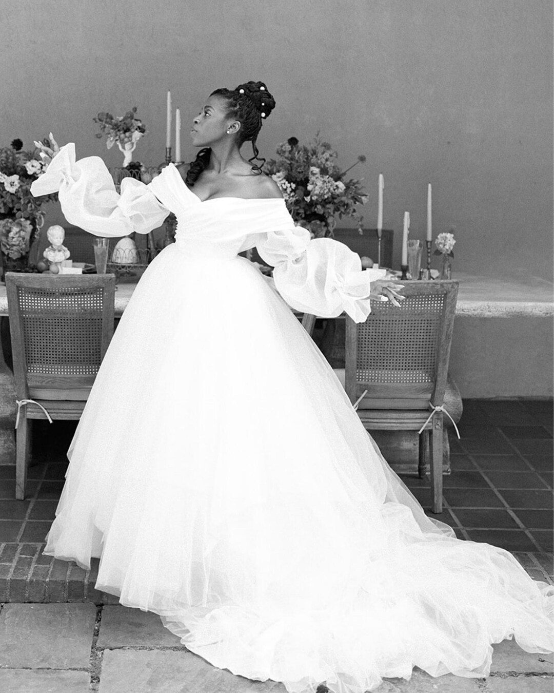 Old Money Wedding Dress Puff Sleeves Wedding Gown Long Sleeve Satin ...