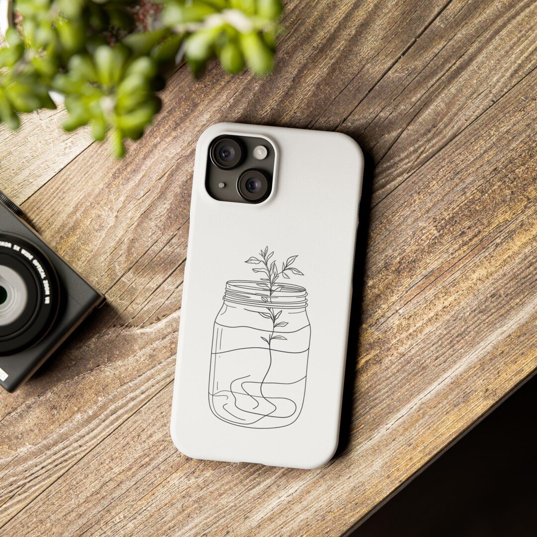 Line Art Plant, Phone Case for iPhone 16, 15, 14, 13, 12 Pro, 11 ...