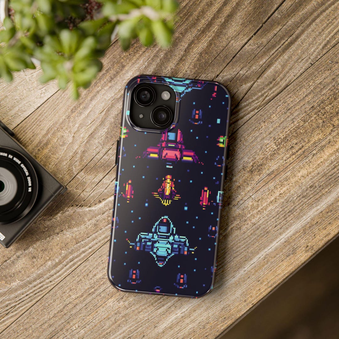Retro Spaceship Gaming Phone Case for iPhone 16, 15, 14, 13, 12 Pro, 11 ...