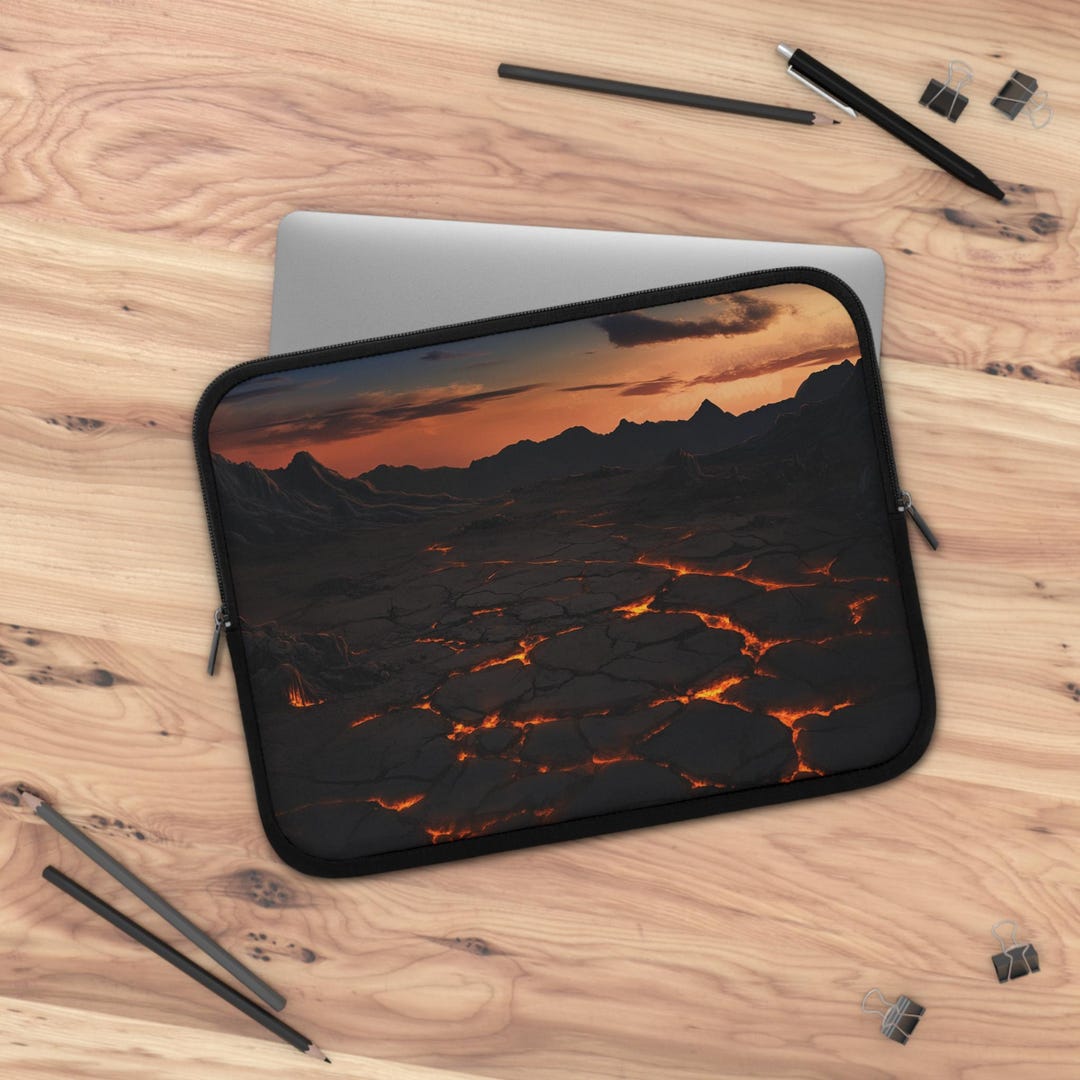 Volcanic Plain Laptop Sleeve, Volcanic Floor, Molten Lava, Volcano ...