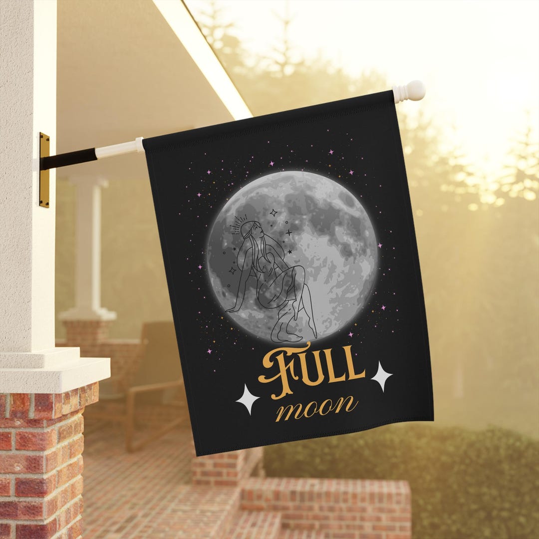 Full Moon Garden & House Banner, Wiccan Flag, Full Moon Decor, Wiccan ...