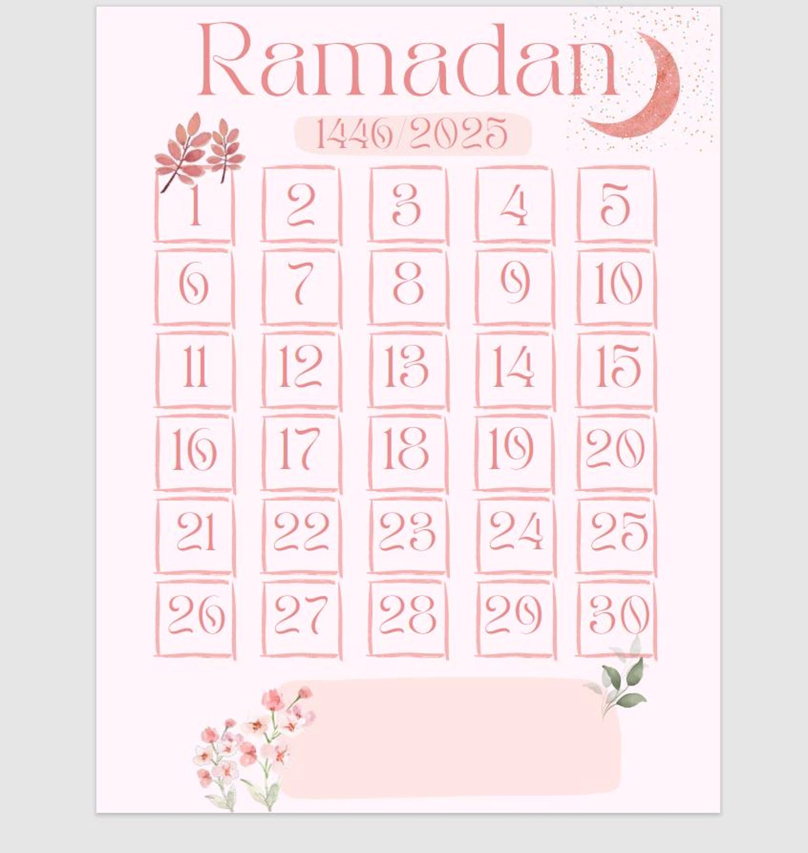 Printable Ramadan Chart Pretty Modern Aesthetic - Etsy