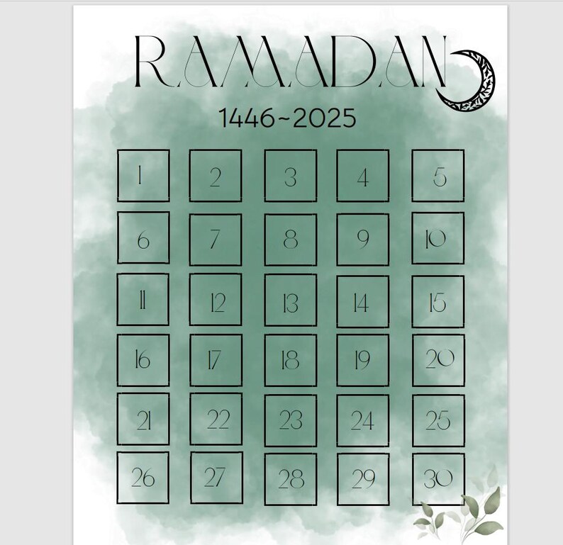 Printable Ramadan Chart Modern Classic Aesthetic - Etsy