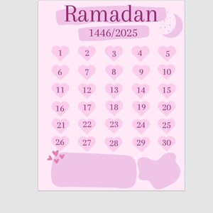 Printable Ramadan Chart Pink Cute Hearts - Etsy