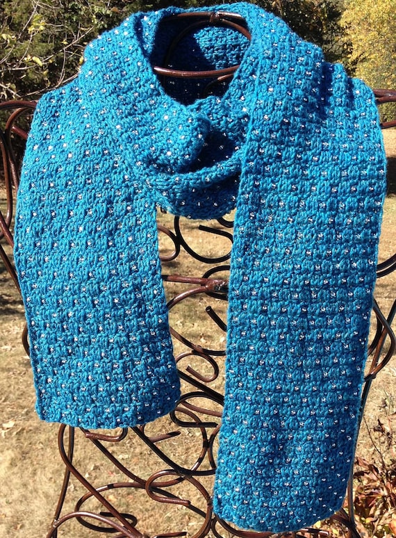 Crochet Beaded Scarf Pattern Free Beginner Red Heart Textured Travel