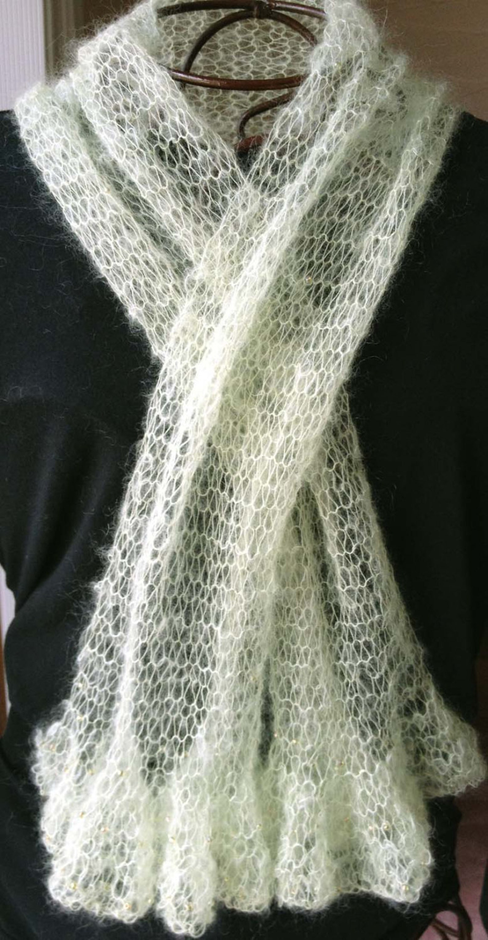 Delicate Beaded Ruffled Scarf Pattern - Etsy