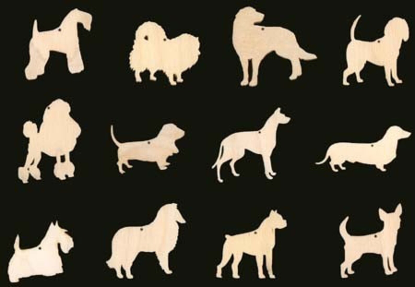 12 Dog Shapes Unfinished Craft Wood Cutouts 931 | Etsy