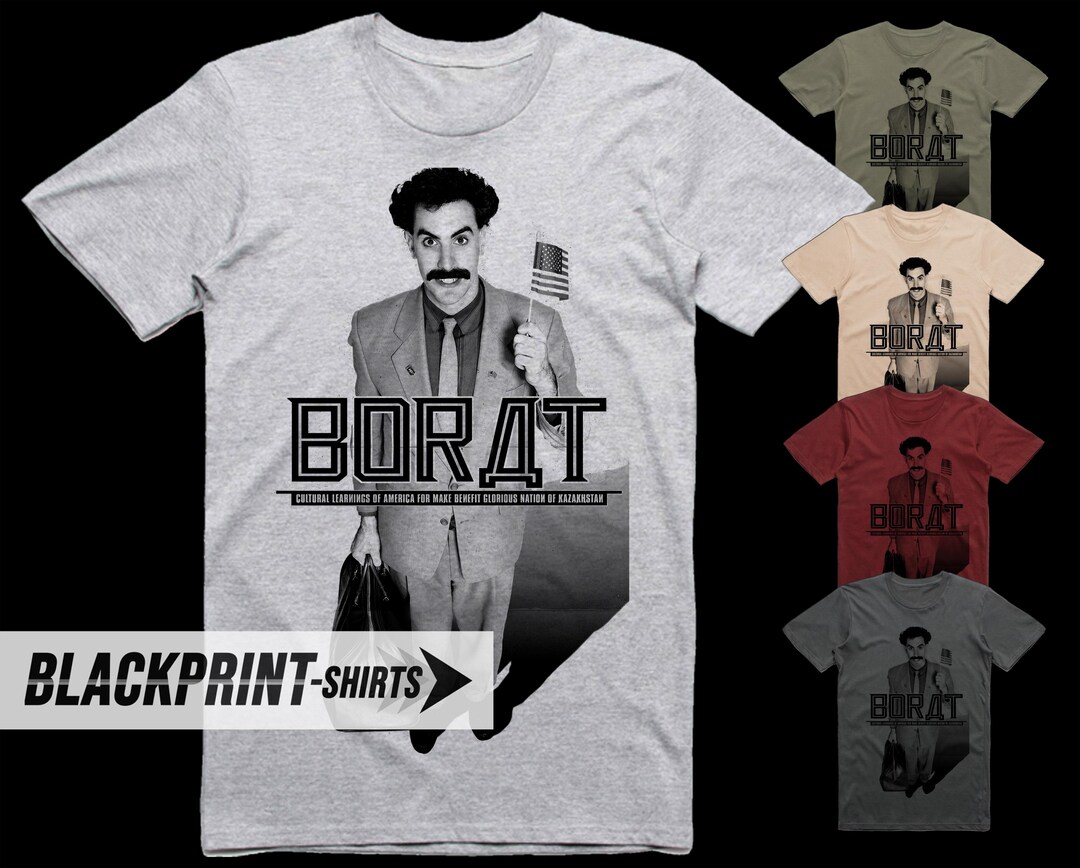 Borat V1 Movie Poster Anime T Shirt Blackprinted Vintage Look Cotton ...