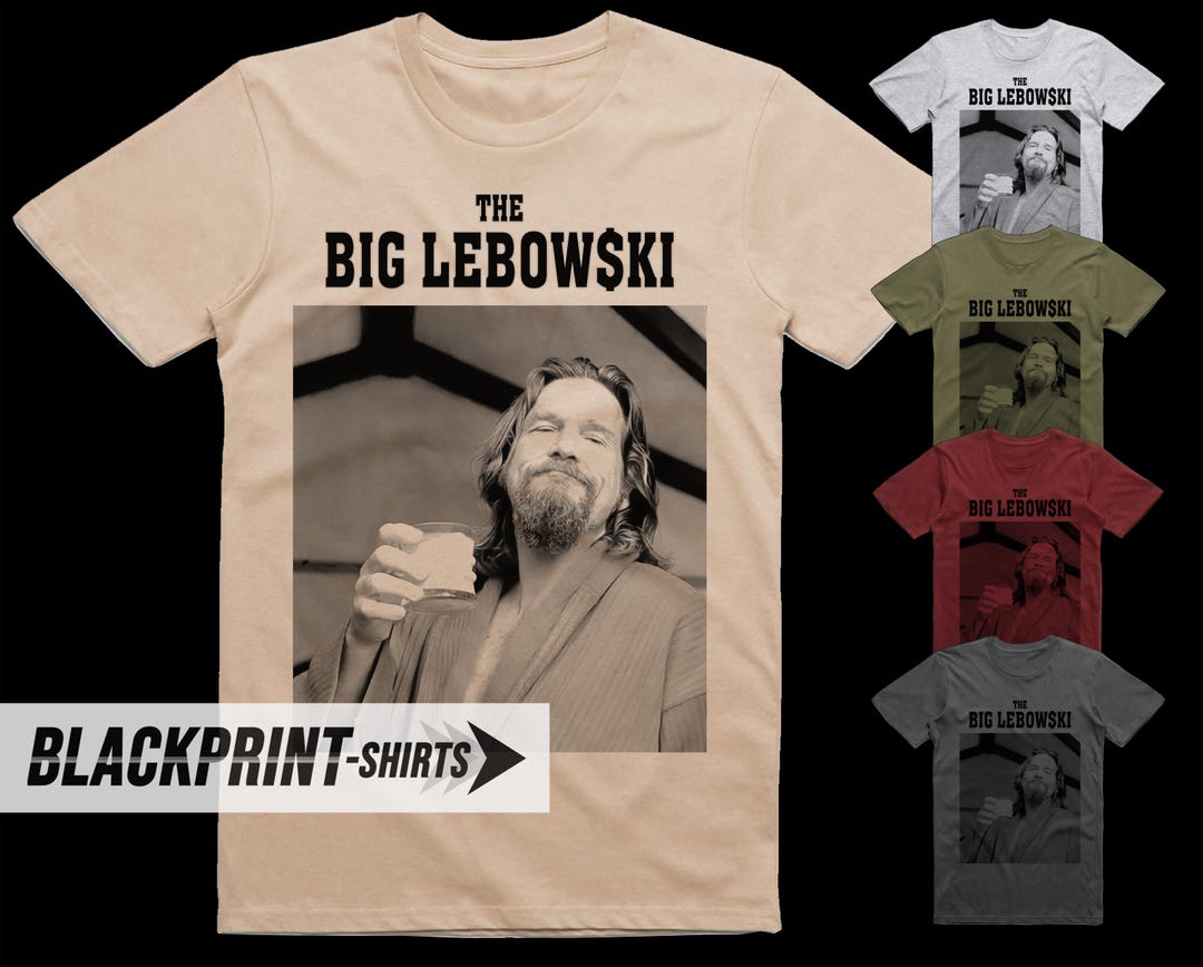 The Big Lebowski V1 Movie Poster T Shirt Blackprinted Vintage Look ...