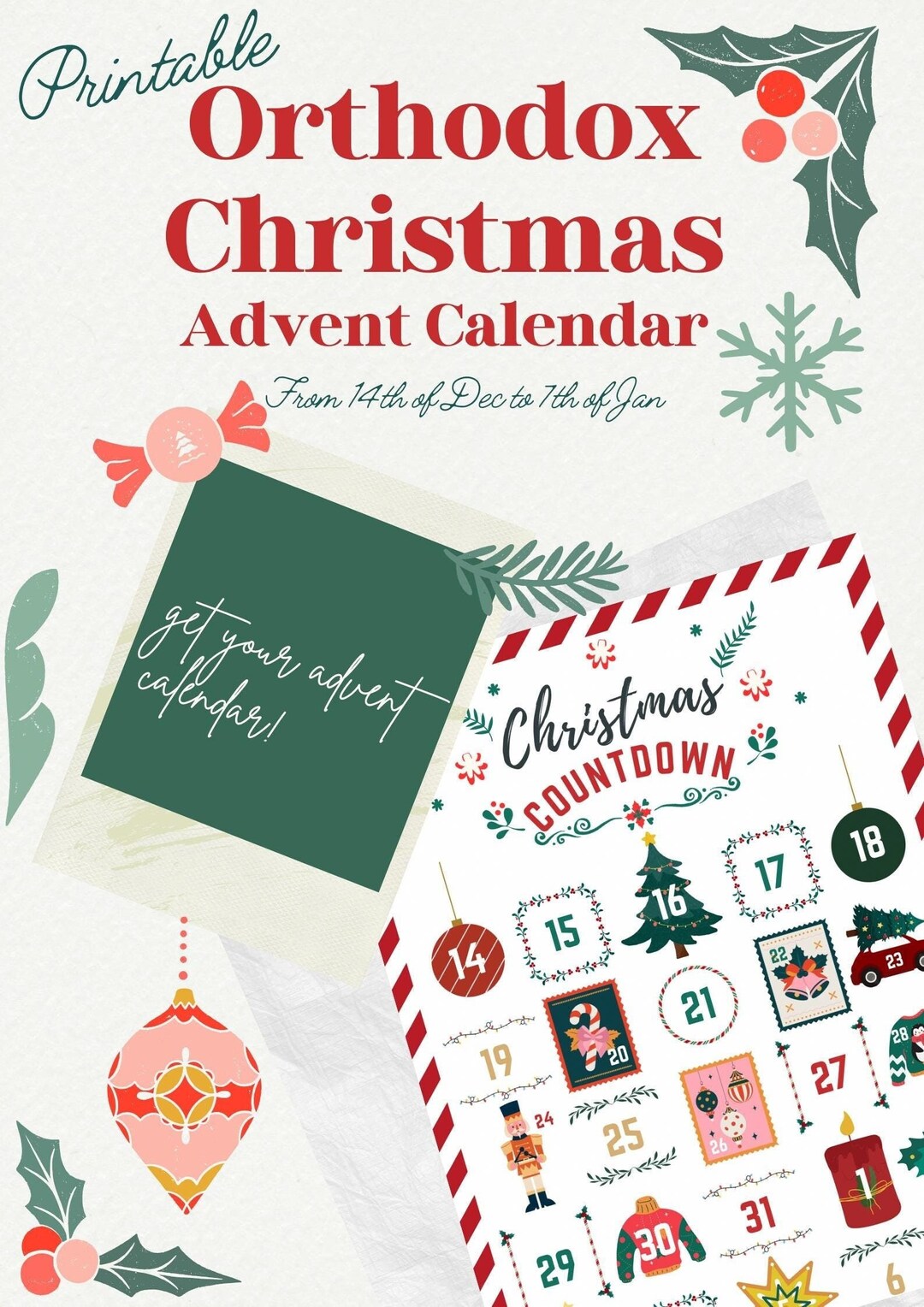 Orthodox Christmas Advent Calendar - Printable - Etsy