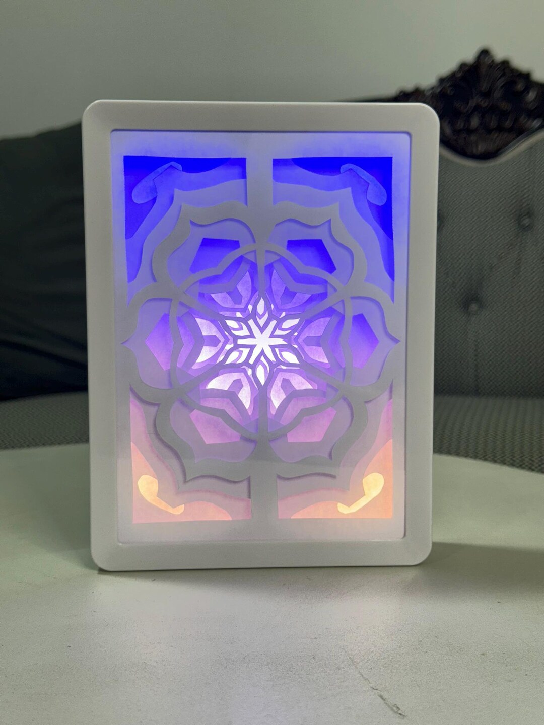 3D Geometric Paper Cut Lamp Paper Carving Paper Cut Led Light Box Night ...