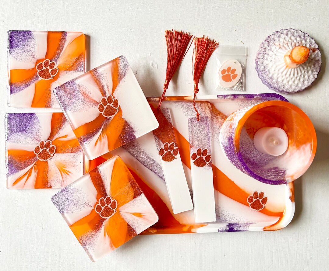 Clemson College Acceptance Gift/ Graduation Gift Set. Resin Jewelry ...