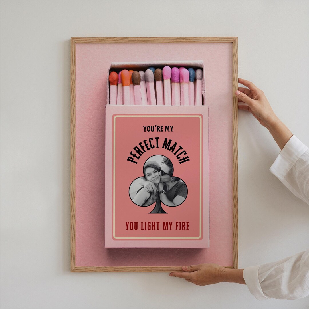 Custom Perfect Match Wall Art Custom Matchbox Print Customize Couple ...