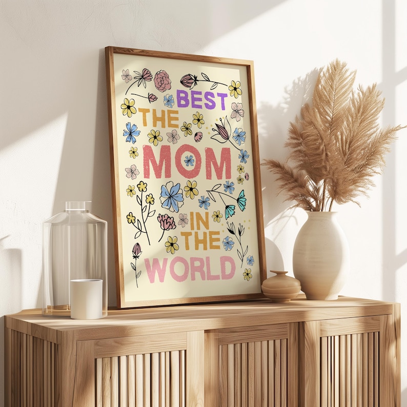 Mothers Day Wall Art Best Mom Digital Art Gift for Mother Wall Decor ...