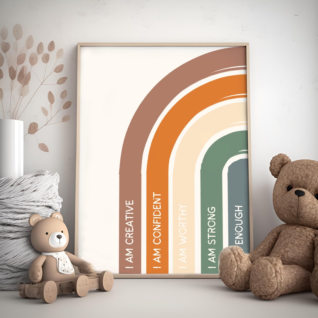 Positive Affirmation Wall Art for Kids Rainbow Affirmations Wall Art I ...