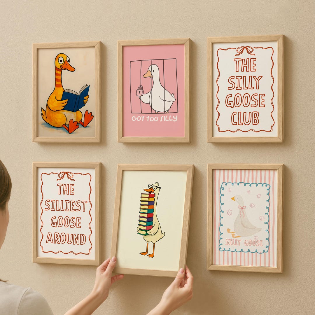 Silly Goose Wall Art Set of 6 Silly Goose Book Club Decor Silly Goose ...
