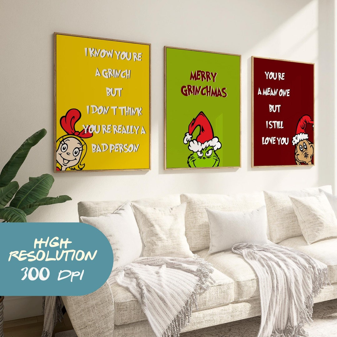 The Grinch Family Christmas Print Poster Whoville Merry Grinchmas Quote ...