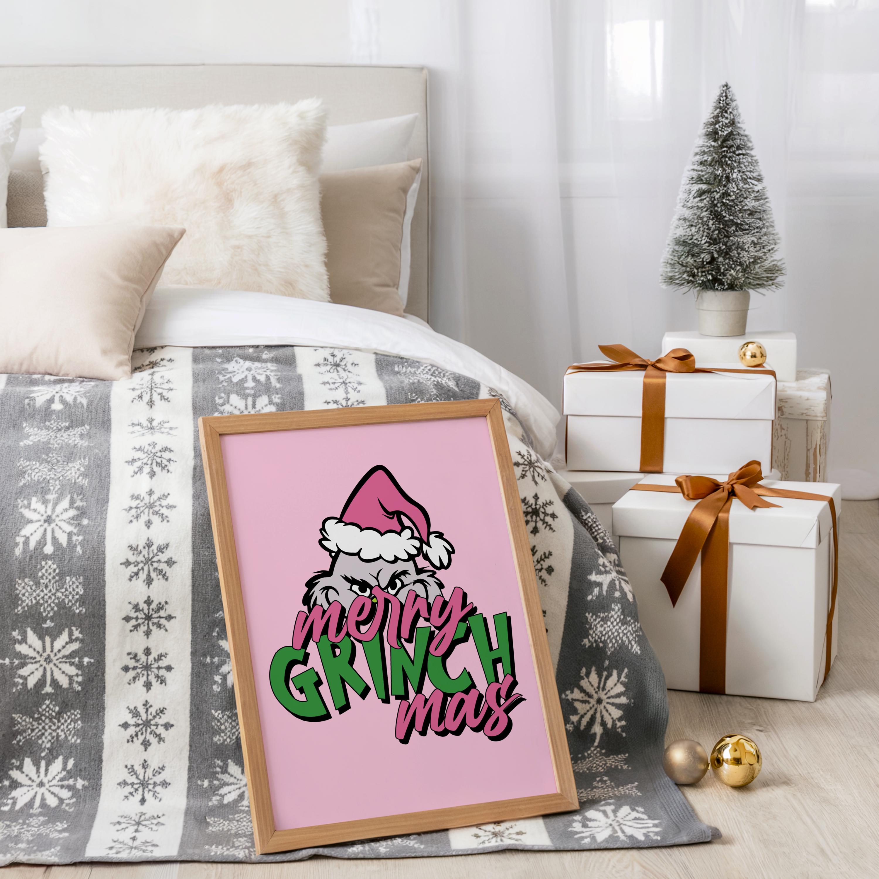 15 Sets Pink Grinch Wall Art Grinchmas Wall Decor Grinch Printable ...
