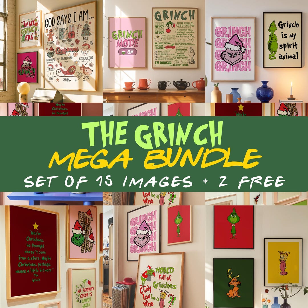 The Grinch Christmas Mega Bundle Print Poster Merry Grinchmas Digital ...