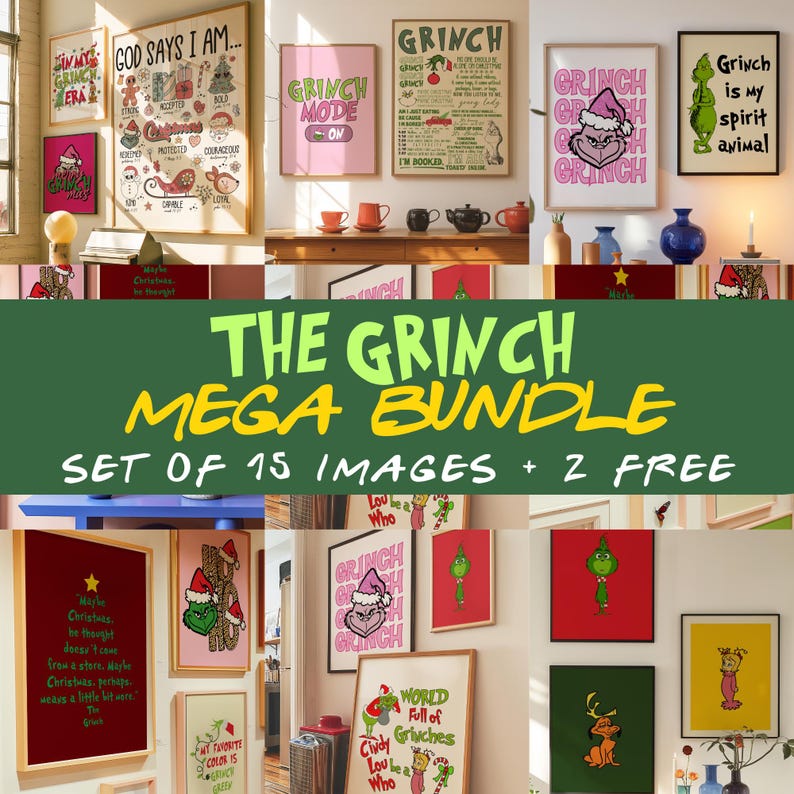 The Grinch Christmas Mega Bundle Print Poster Merry Grinchmas Digital ...