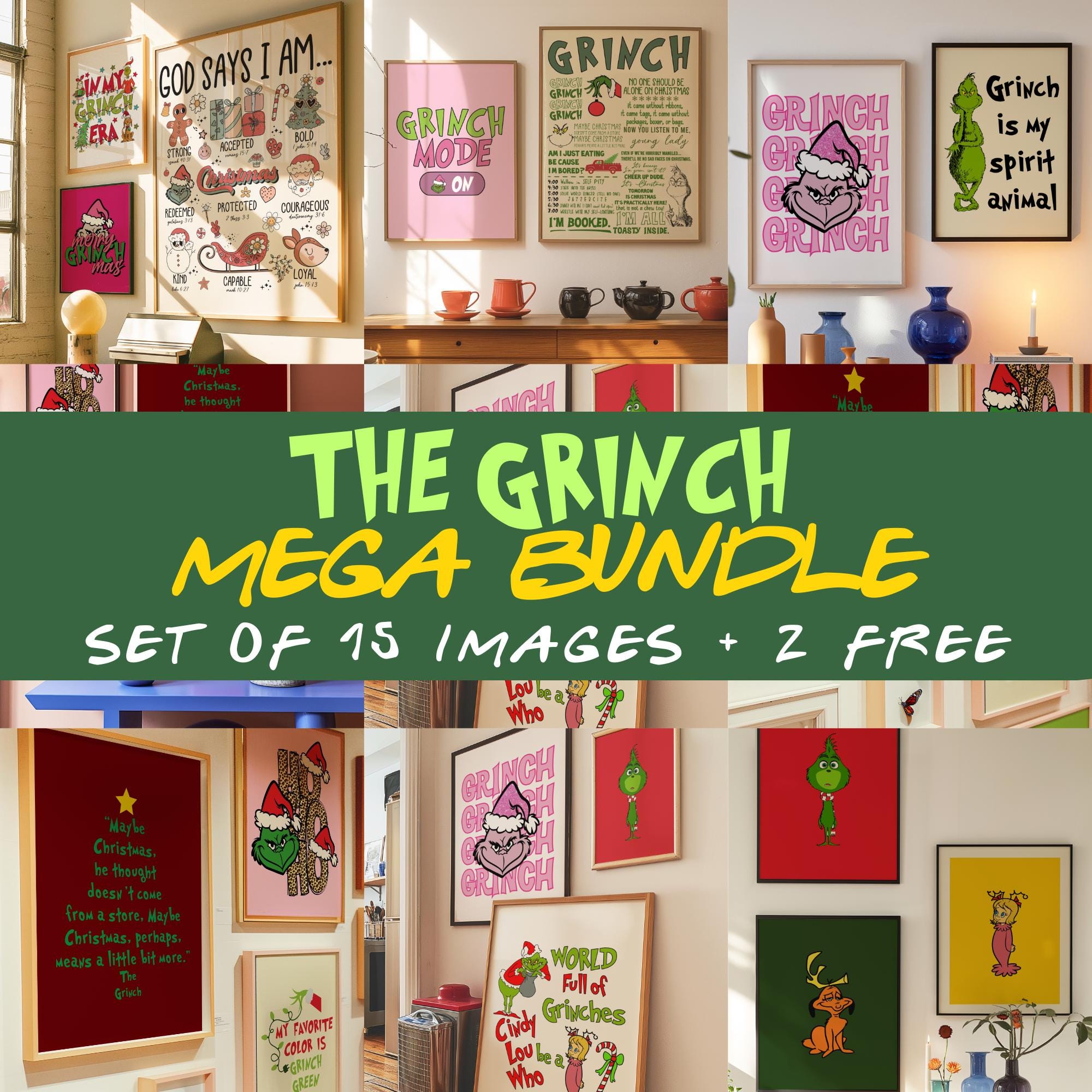 The Grinch Christmas Mega Bundle Print Poster Merry Grinchmas Digital ...