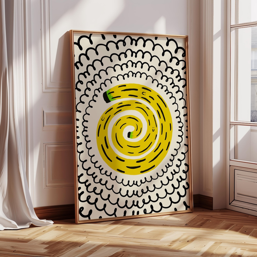 Banana Wall Art Print Retro Banana Decor Fruit Abstract Artprint ...