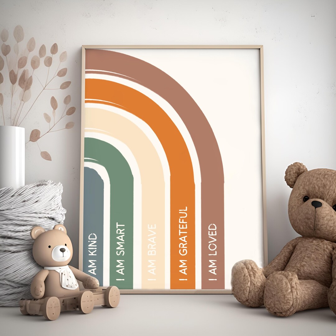 Positive Affirmation Wall Art for Kids Rainbow Affirmations Wall Art I ...