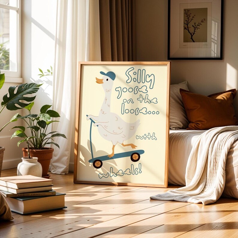 Funny Silly Goose Digital Wall Art Silly Goose Printable Funny Animal ...